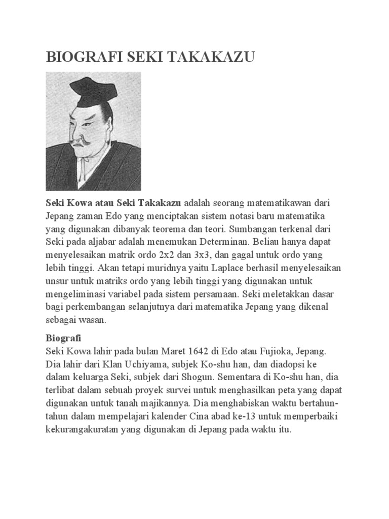 Biografi Seki Takakazu | PDF
