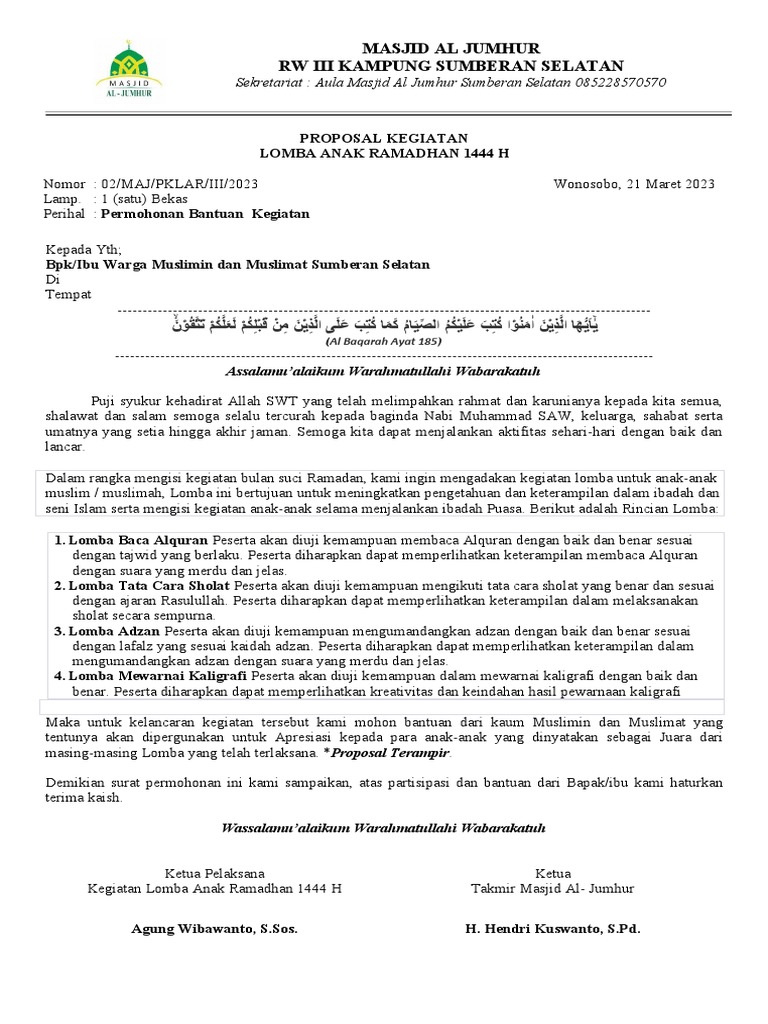 Lomba Anak Ramadhan 1444 H | PDF