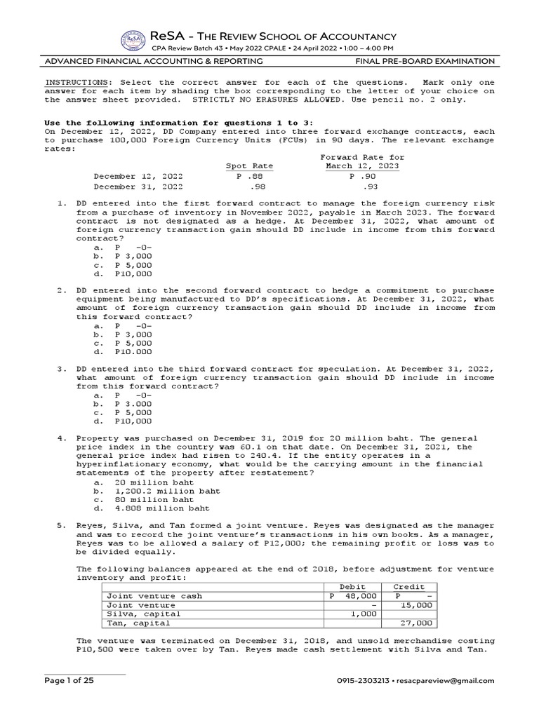 ReSA B43 AFAR Final PB Exam - Questions, Answers - Solutions | PDF