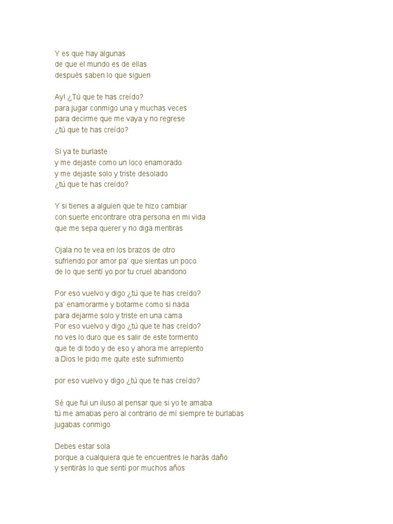 Tú Que Te Has Creído | PDF