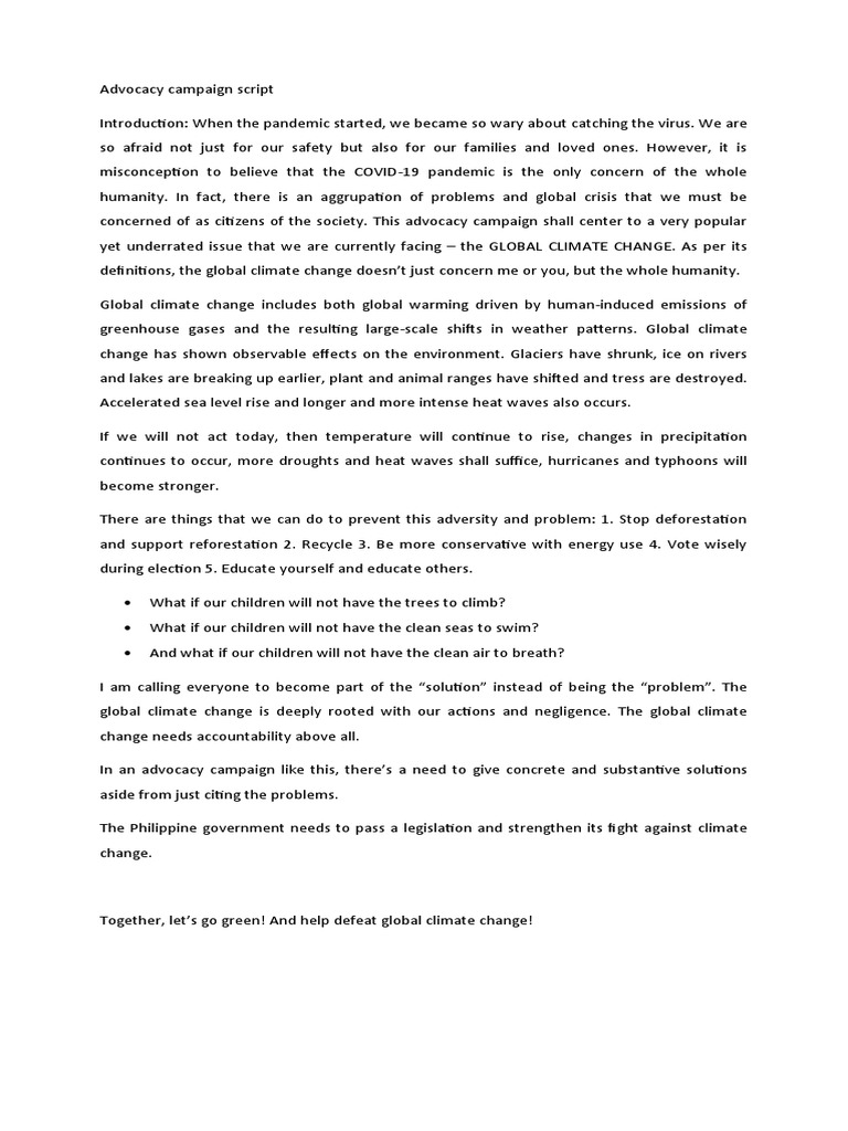 Advocacy Campaign Script | PDF