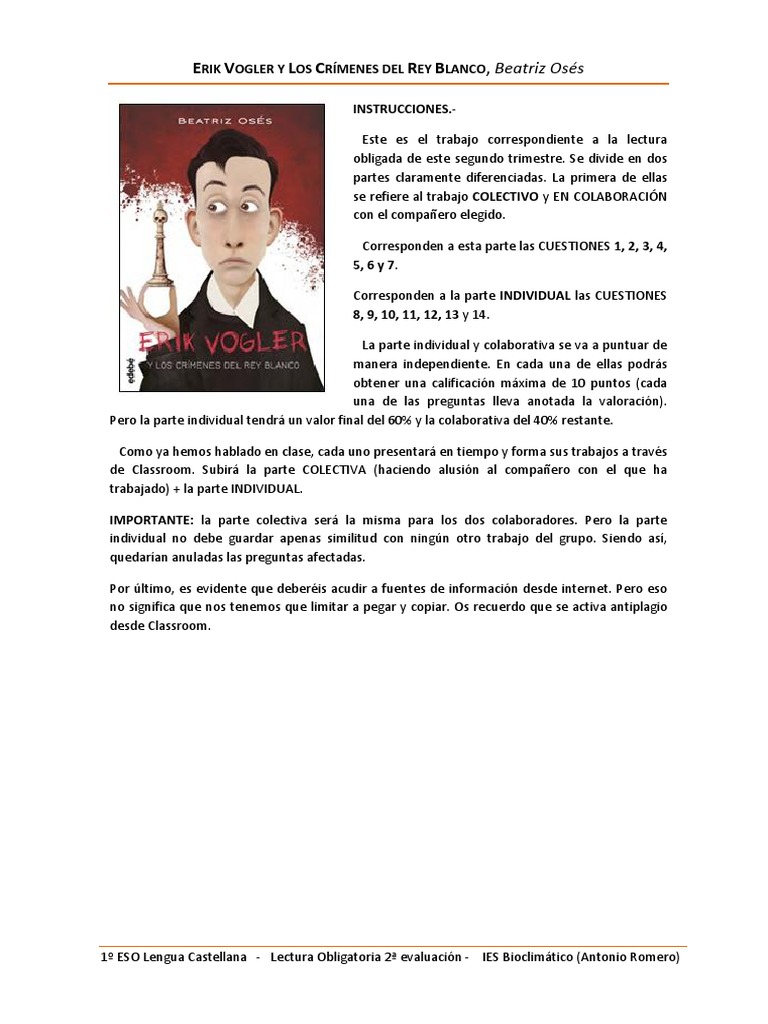 TRABAJO ERIK VOGLER Los Crimenes Del Rey Blanco | PDF