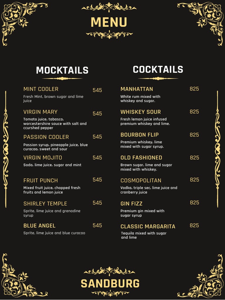 Gold and Black Luxury Wedding Menu | PDF | Aroma Of Wine | Phenolic ...