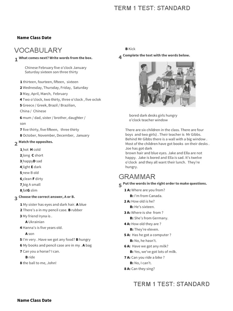 Vocabulary: Name Class Date | PDF