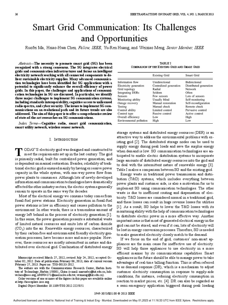 Smart Grid Communication Its Challenges And Opportunities Pdf Computer Network Electrical Grid