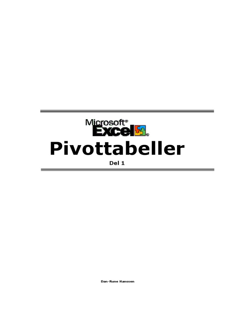 Excel Pivottabeller Del 1 Pdf