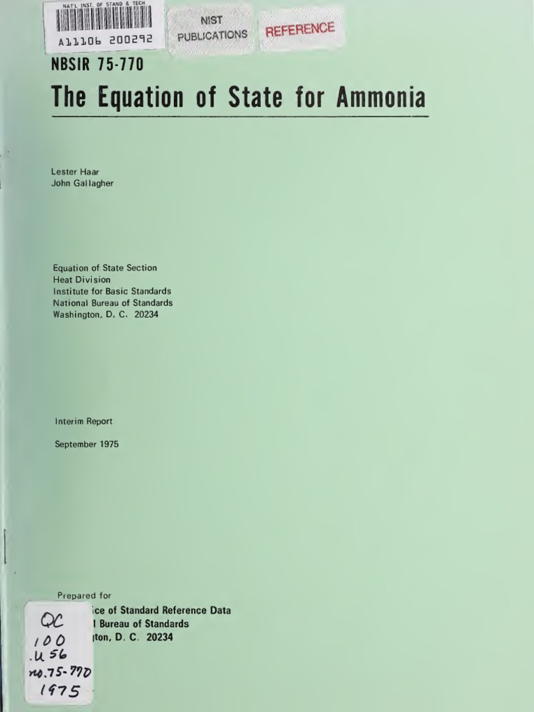 Ammonia Equation of State Report | PDF | Temperature | Phase (Matter)