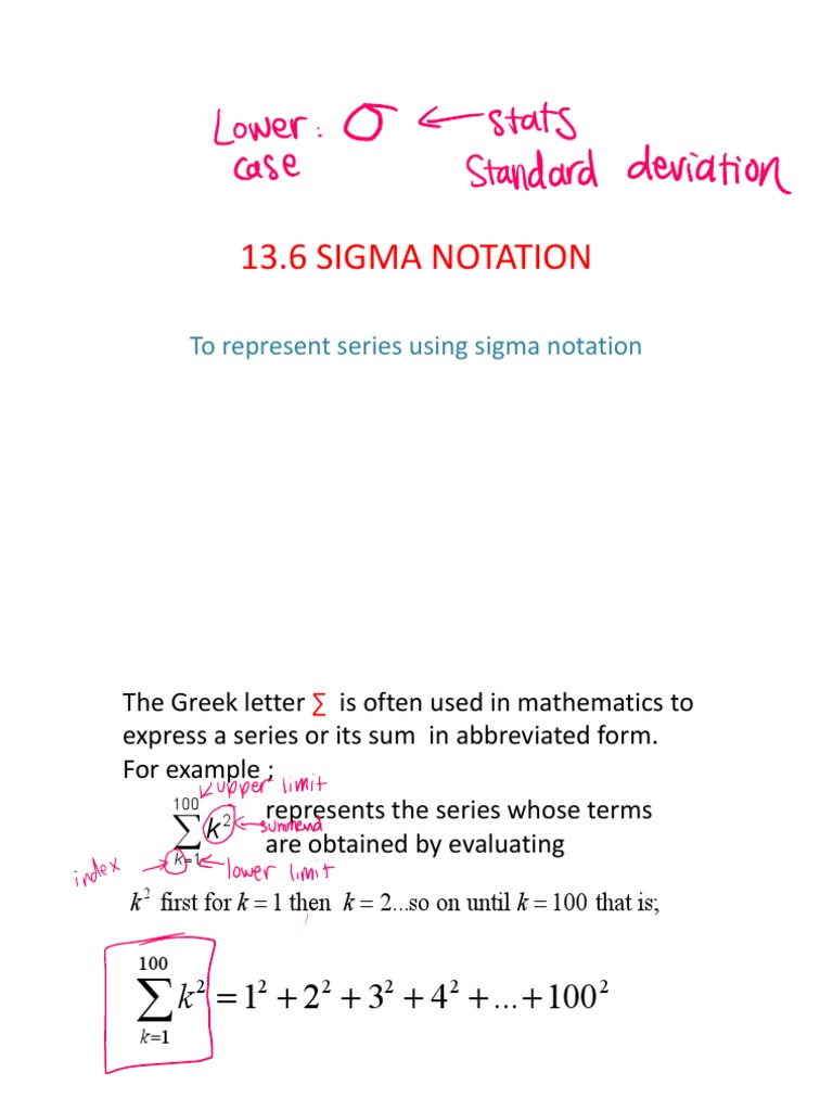13-6 Sigma Notation Answers 2022 | PDF | Summation | Mathematical Concepts