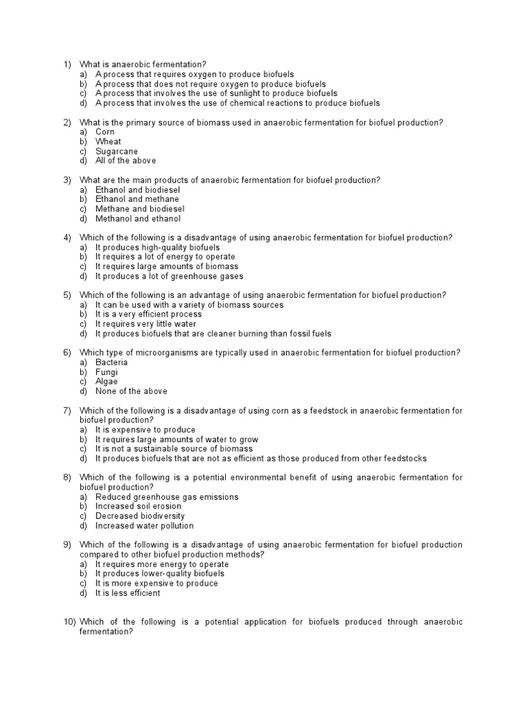 Biofuel Questions | PDF
