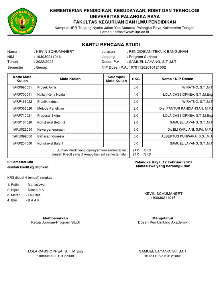 Kartu Rencana Studi | PDF