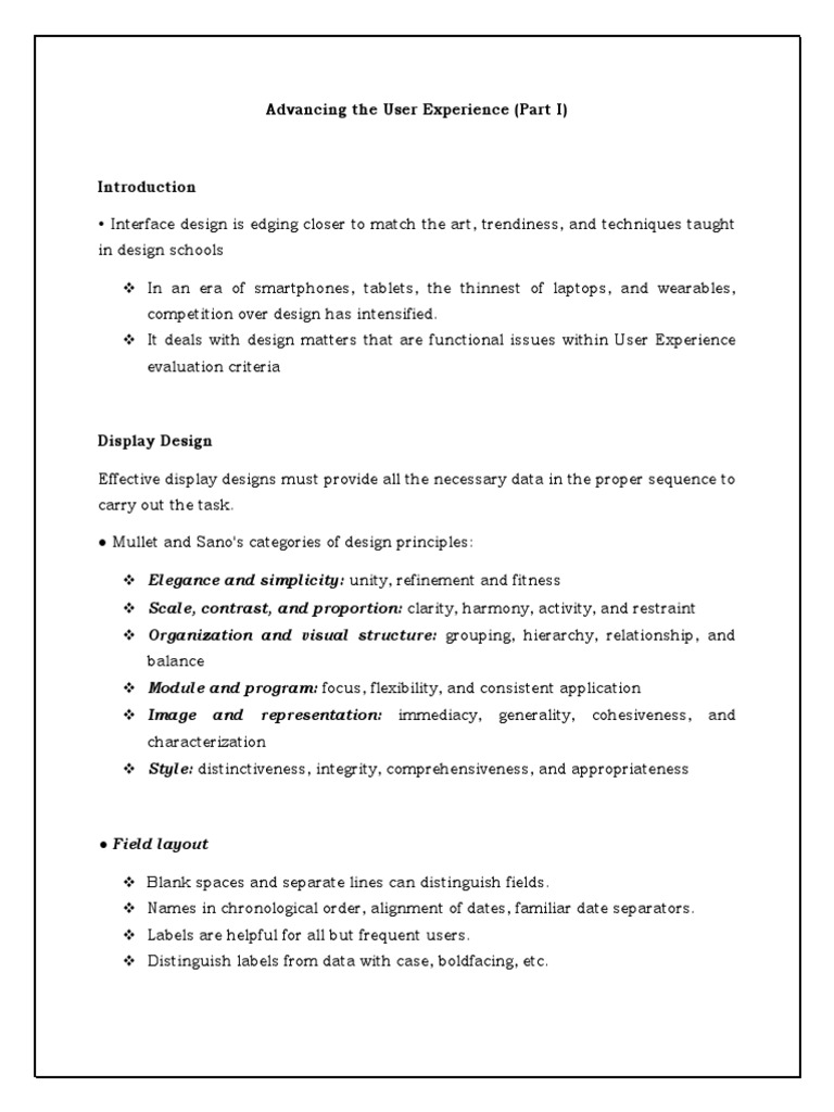 Advancing The User Experience (Part I) | PDF Advancing The User Experience (Part I) | PDF