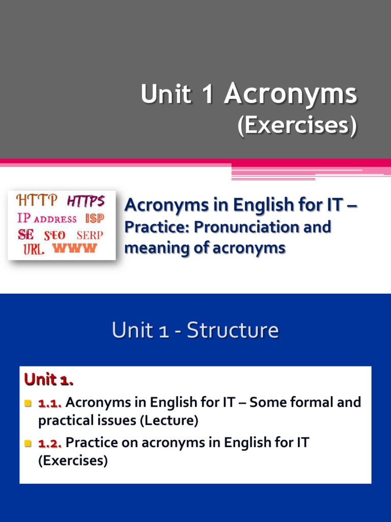 Unit 1 Acronyms 2022 - 23 - EXERCISES REF | PDF