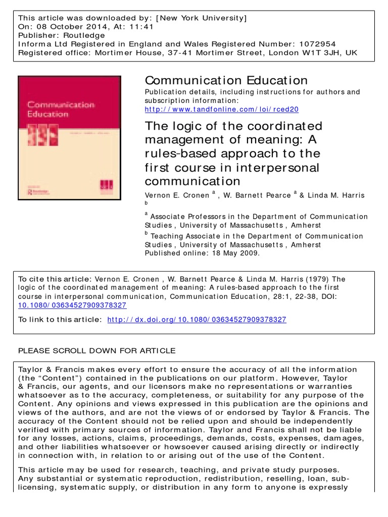 Communication Education: Based Approach To The | PDF | Logic ...