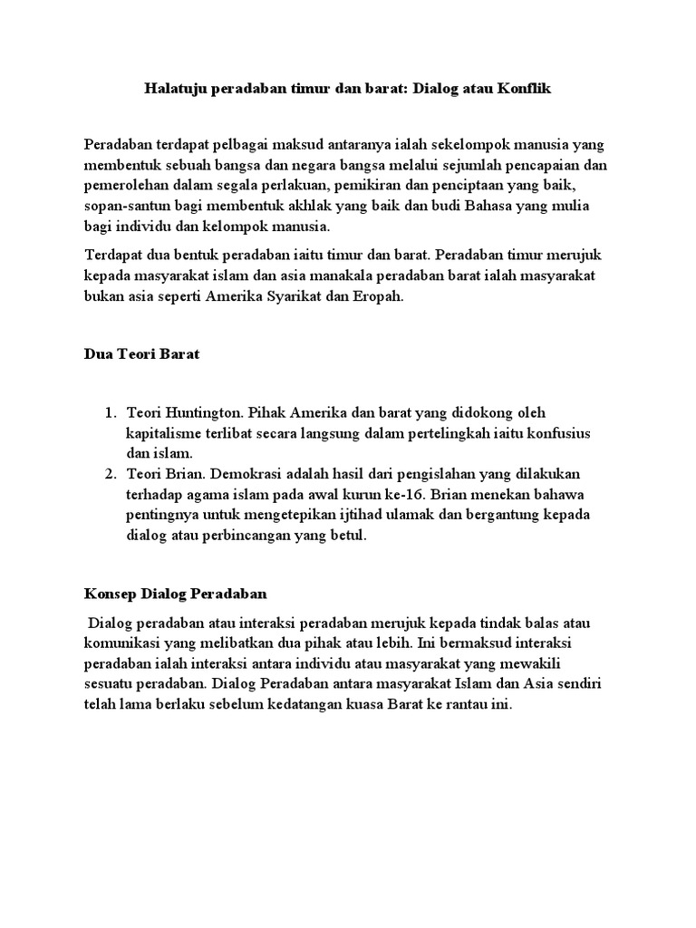Halatuju Peradaban Timur Dan Barat | PDF