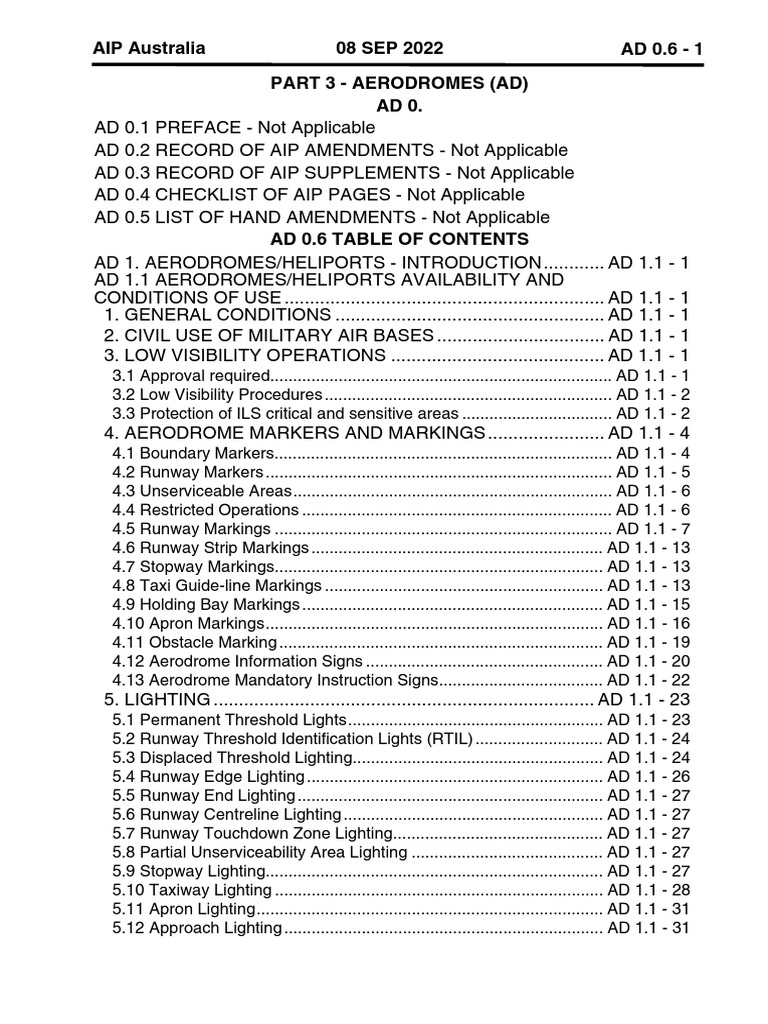 AIP Australia Part 3 - Aerodromes (Ad) AD 0. AD 0.6 - 1 08 SEP 2022 ...
