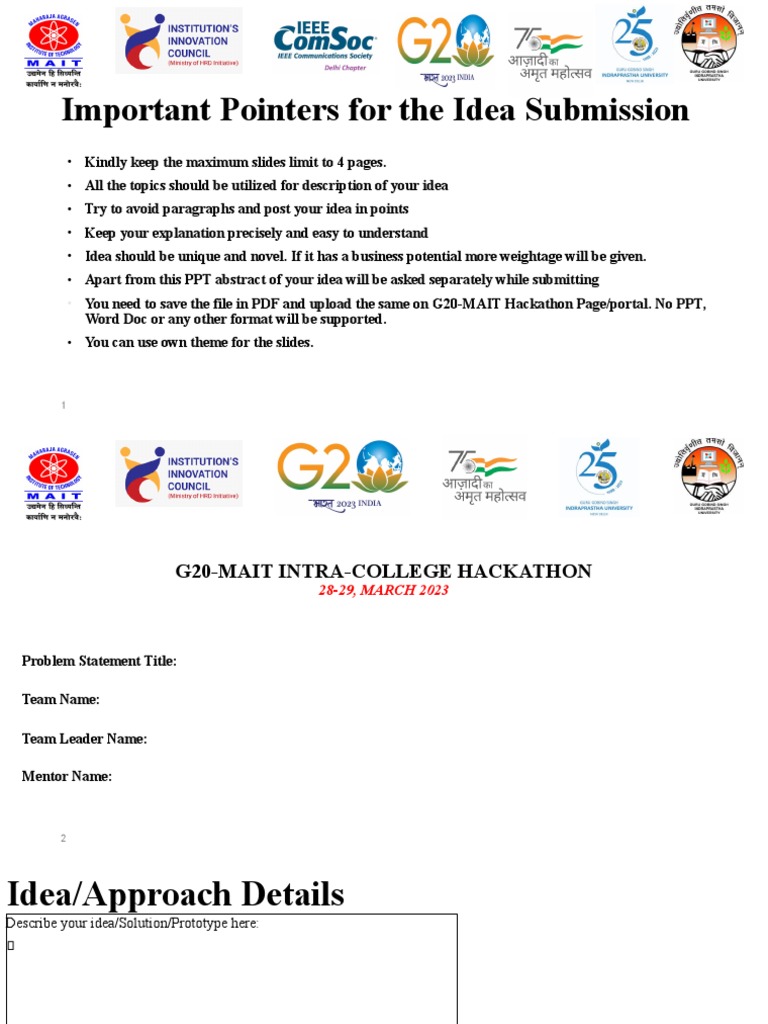 Guidelines for Hackathon Idea Submission | PDF | Computer Engineering ...