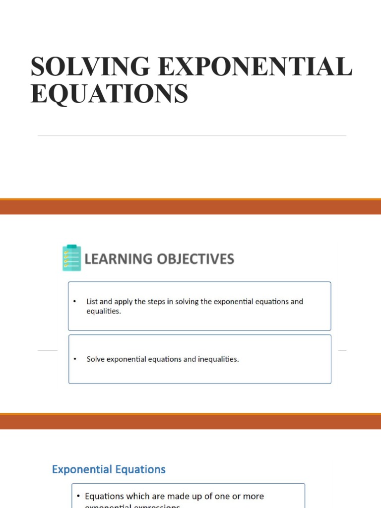 Solving Exponential Equations | PDF