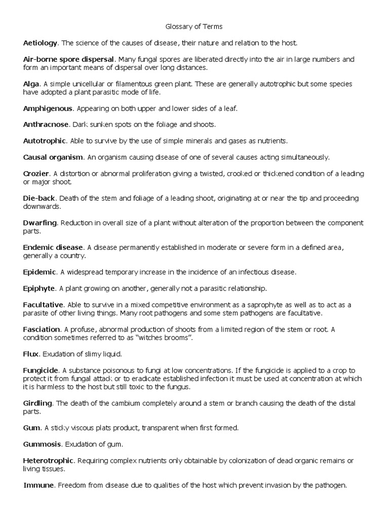 Glossary of Terms 2nd Part | PDF | Fungus | Pathogen