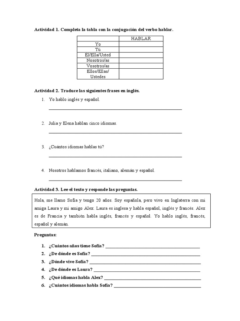 Conjugación y uso del verbo hablar | PDF