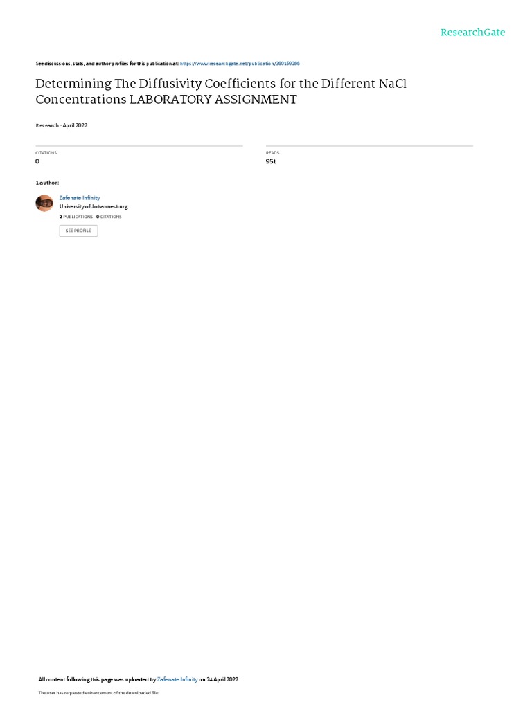 Liquid Diffusion Reportby BSCGumede | PDF | Diffusion | Physical Sciences