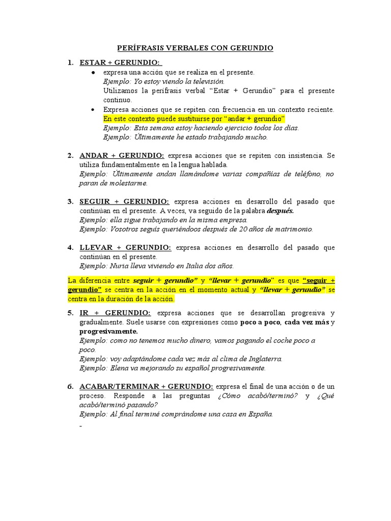 Perífrasis Con Gerundio | PDF
