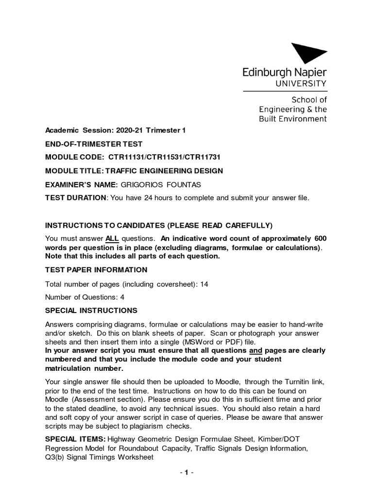 TED End-of-Trimester Test Paper 2020-21 | PDF | Transport