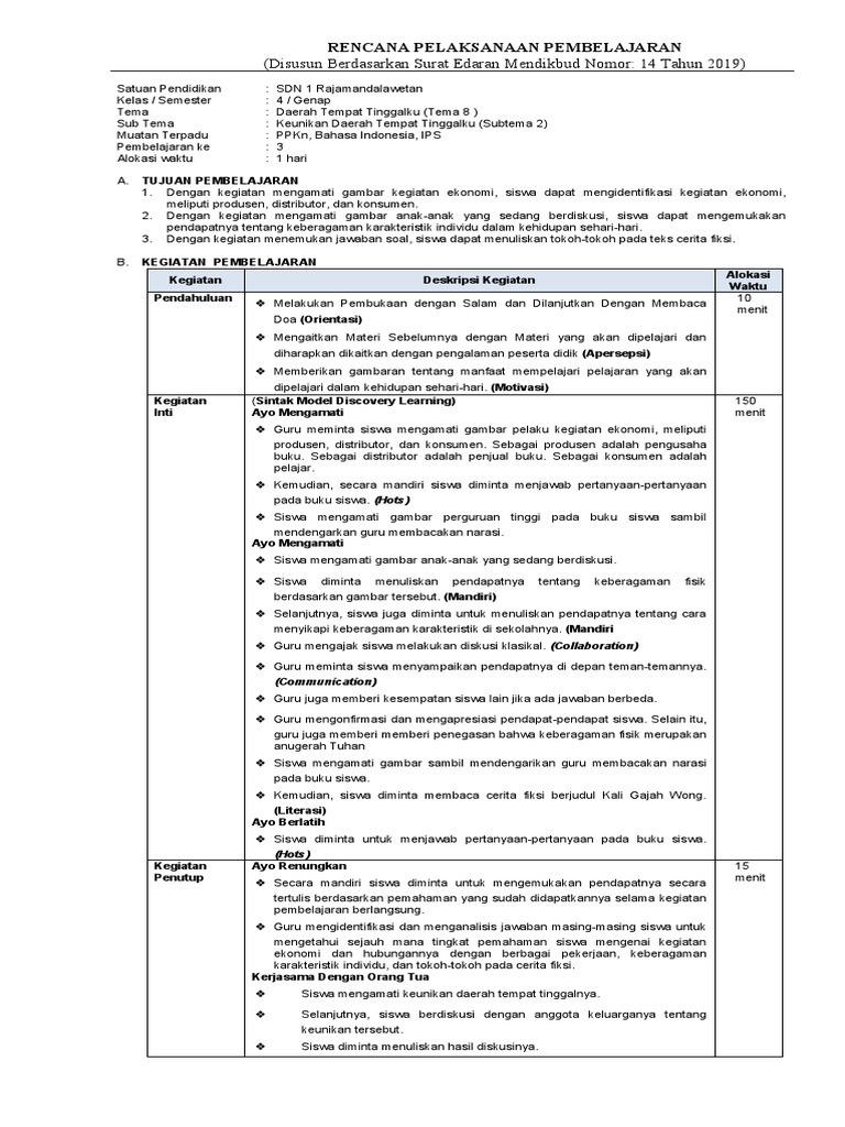 Disusun Berdasarkan Surat Edaran Mendikbud Nomor: 14 Tahun 2019 | PDF