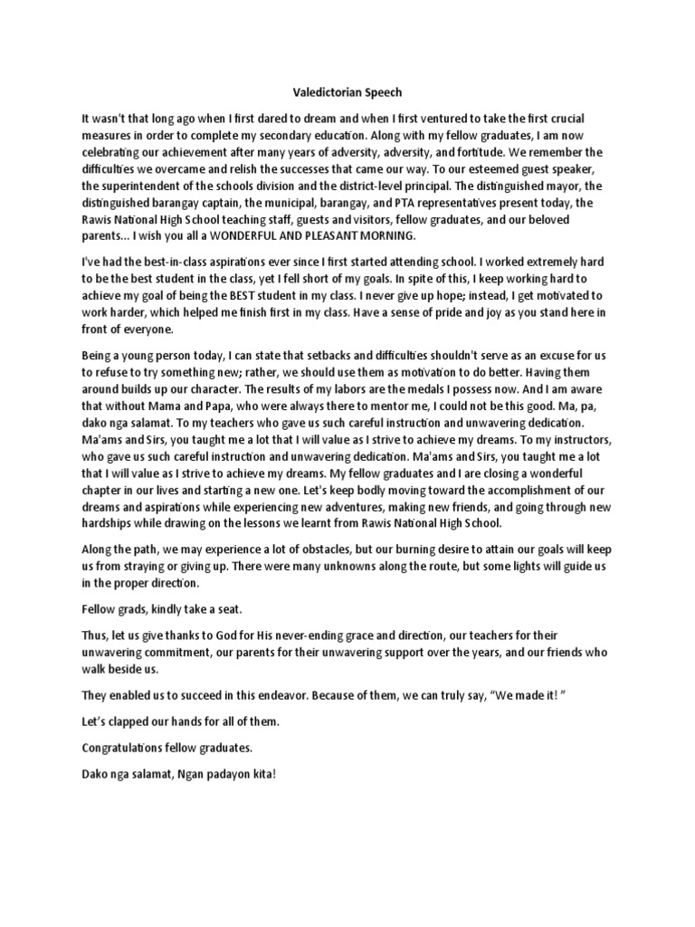 Valedictorian Speech | PDF