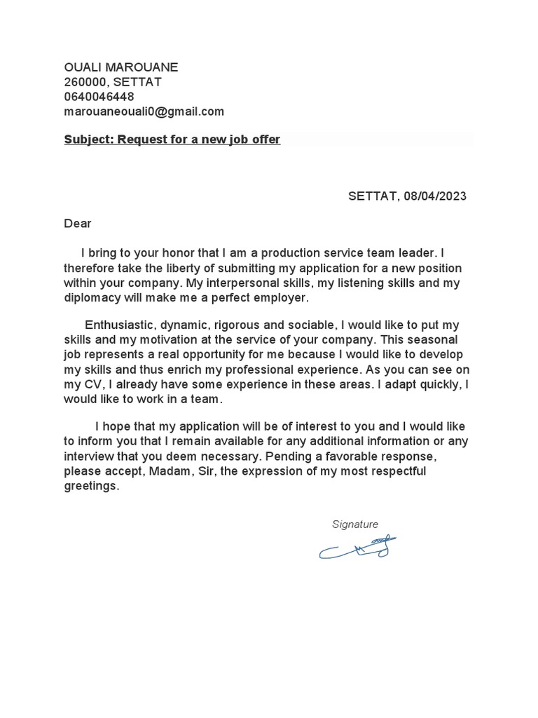 Lettre de Motivation | PDF