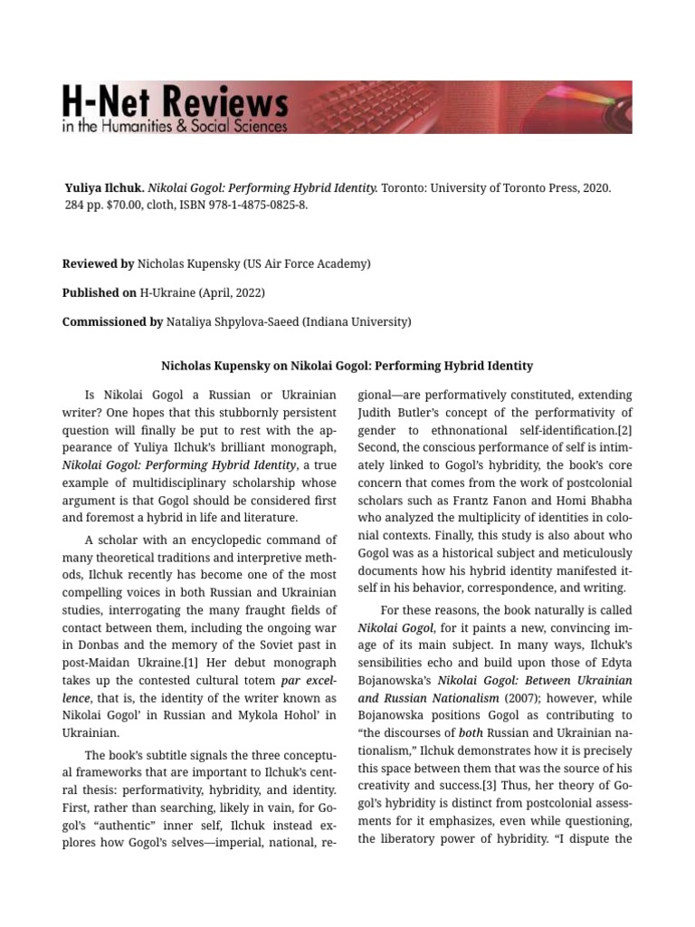 Yuliya Ilchuk Nikolai Gogol Performing H | PDF