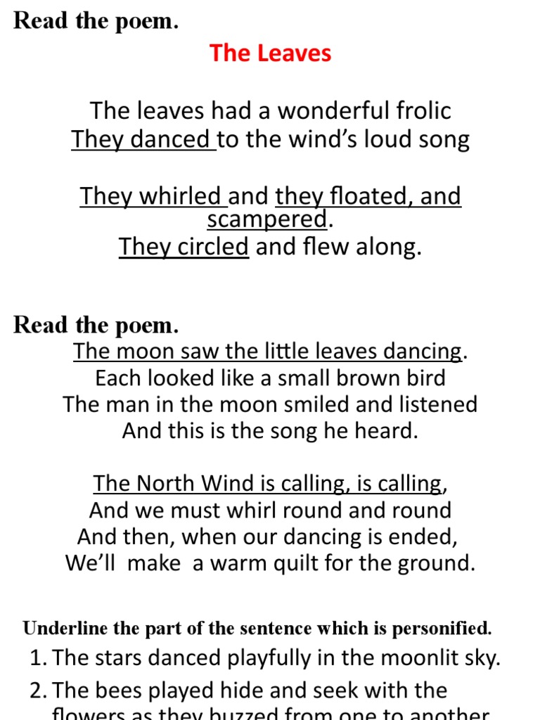 Grade 4 Lesson On PERSONIFICATION | PDF