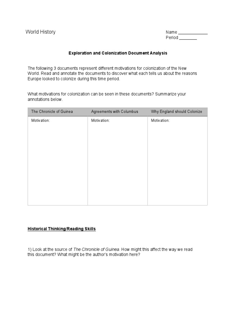 Michelle Mruk - Student - HeritageHS - Motives For Exploration Document ...