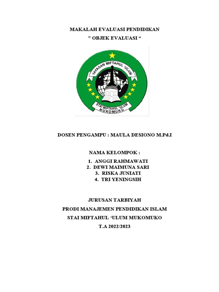 MAKALAH EVALUASI PENDIDIKAN. Sem4 | PDF