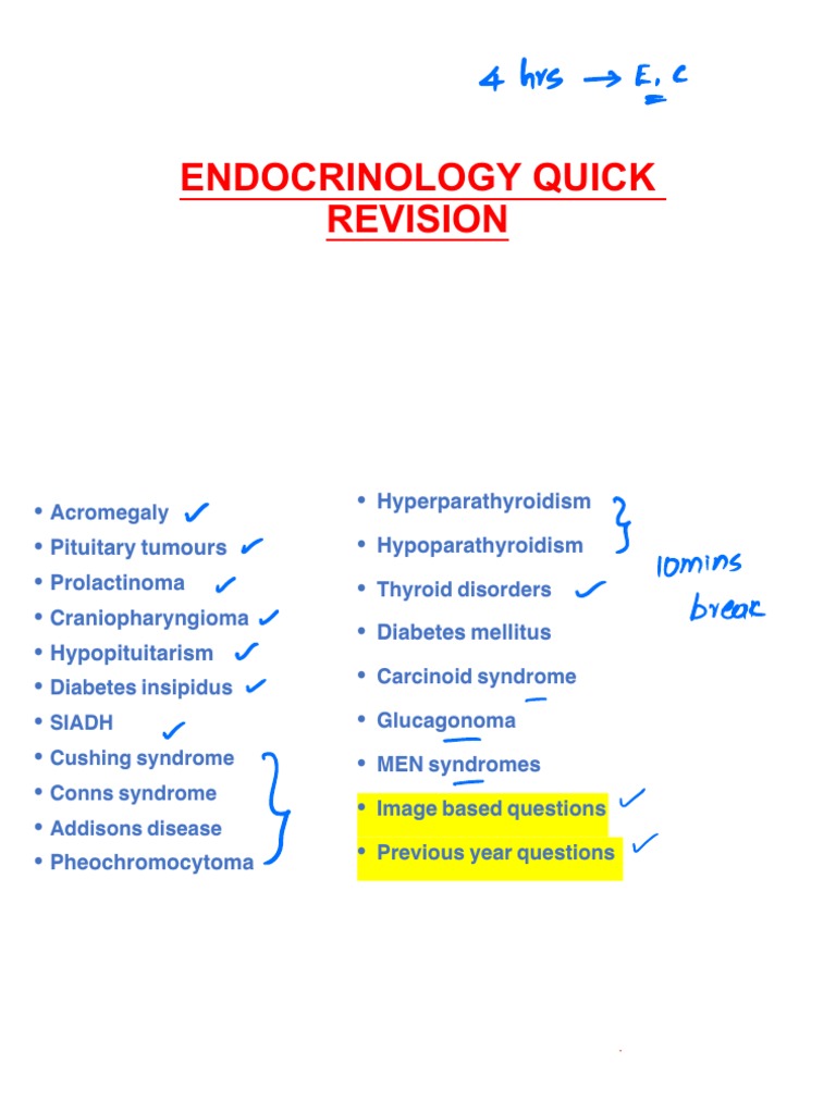 Endocrinology Quick Revision Notes | PDF