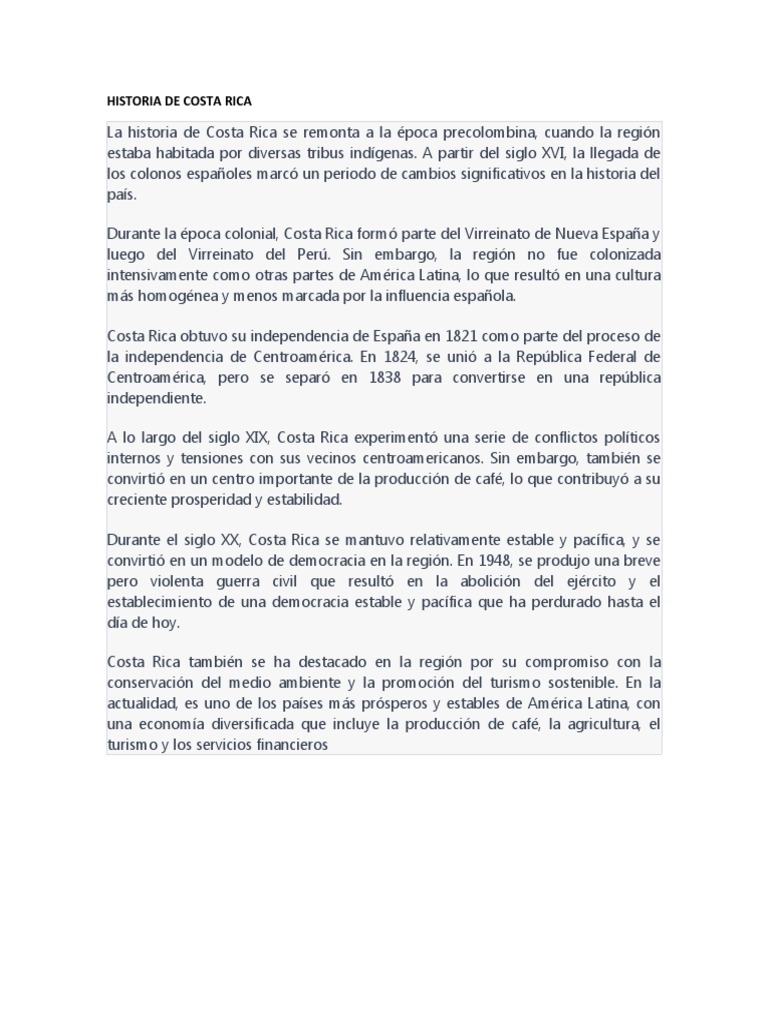 Historia de Costa Rica | PDF