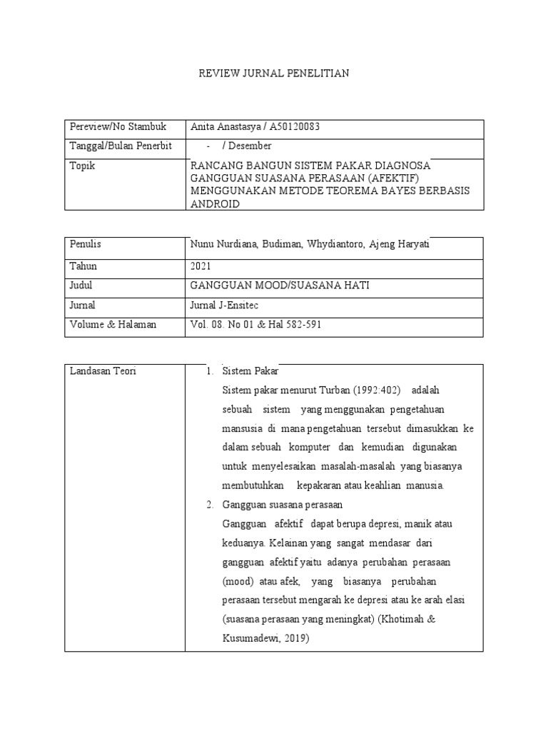 Review Jurnal, Tugas Psi Abnormal | PDF