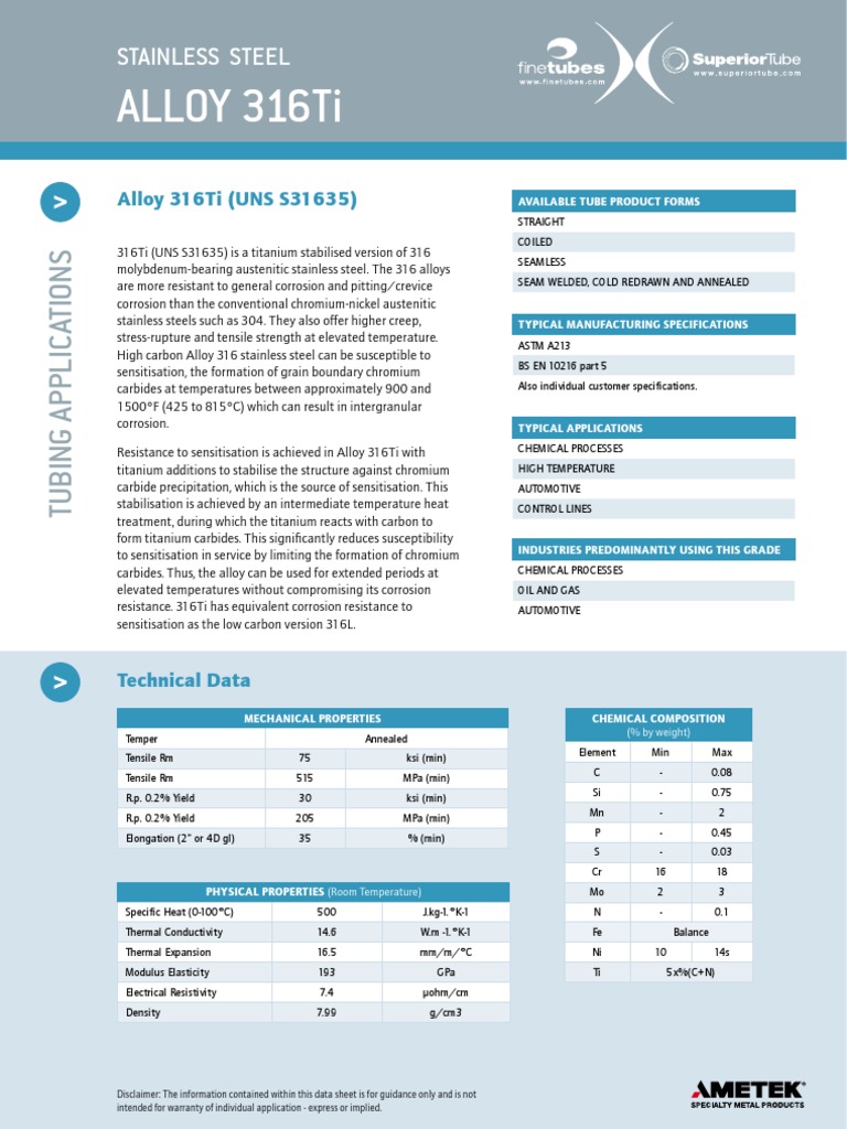 Alloy 316ti: Stainless Steel | PDF | Stainless Steel | Titanium