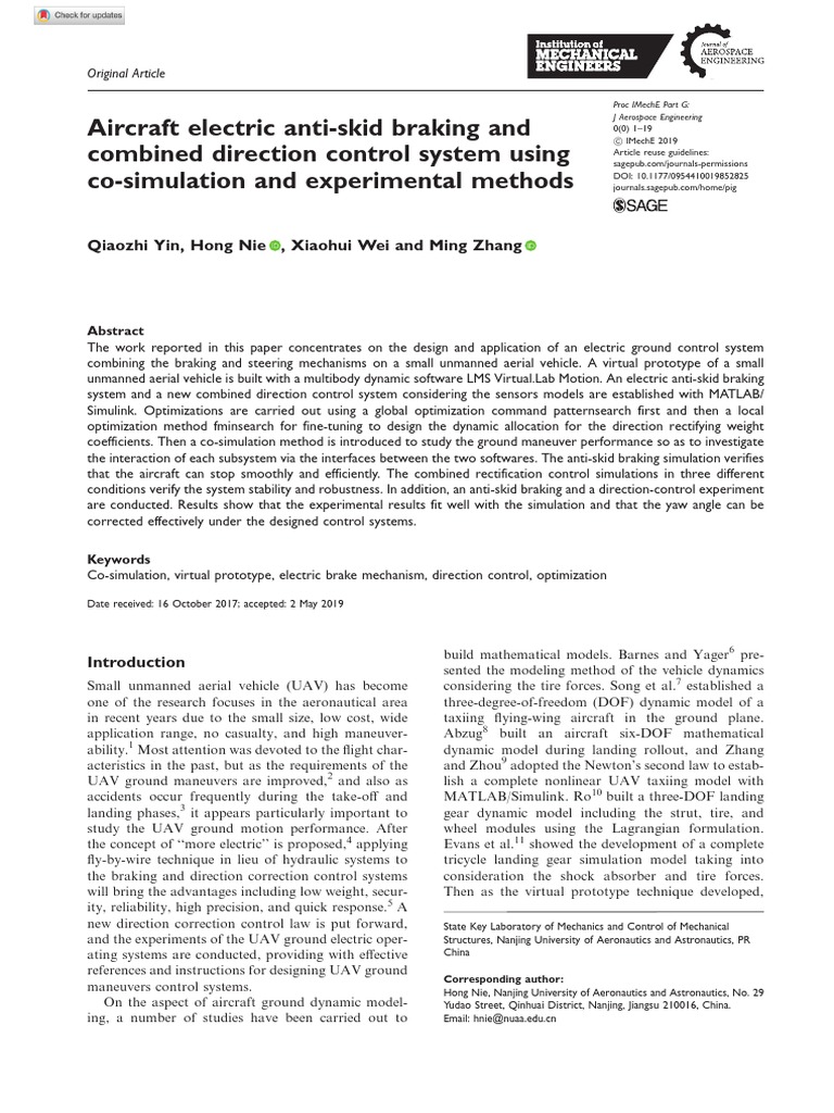 Aircraft Electric Anti-Skid Braking and Combined Direction Control System Using Co-Simulation ...