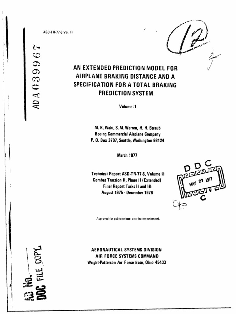 An Extended Prediction Model For Airplane Braking Distance and A Specification For A Total ...