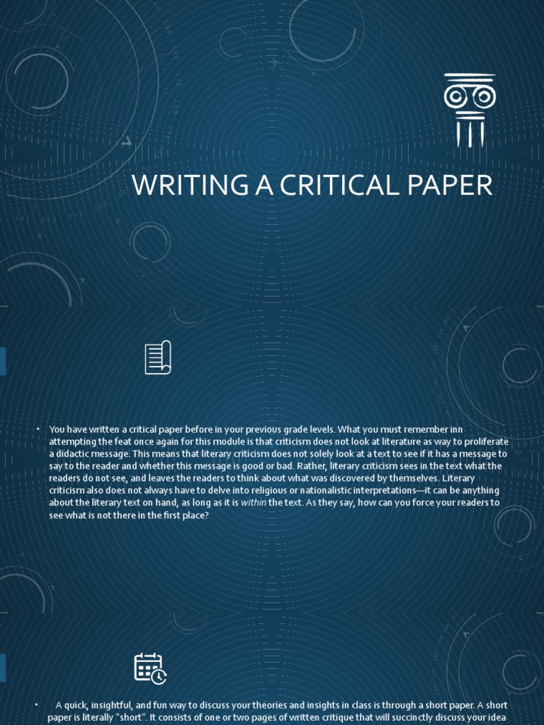 Writing A Critical Paper | PDF | Essays | Idea