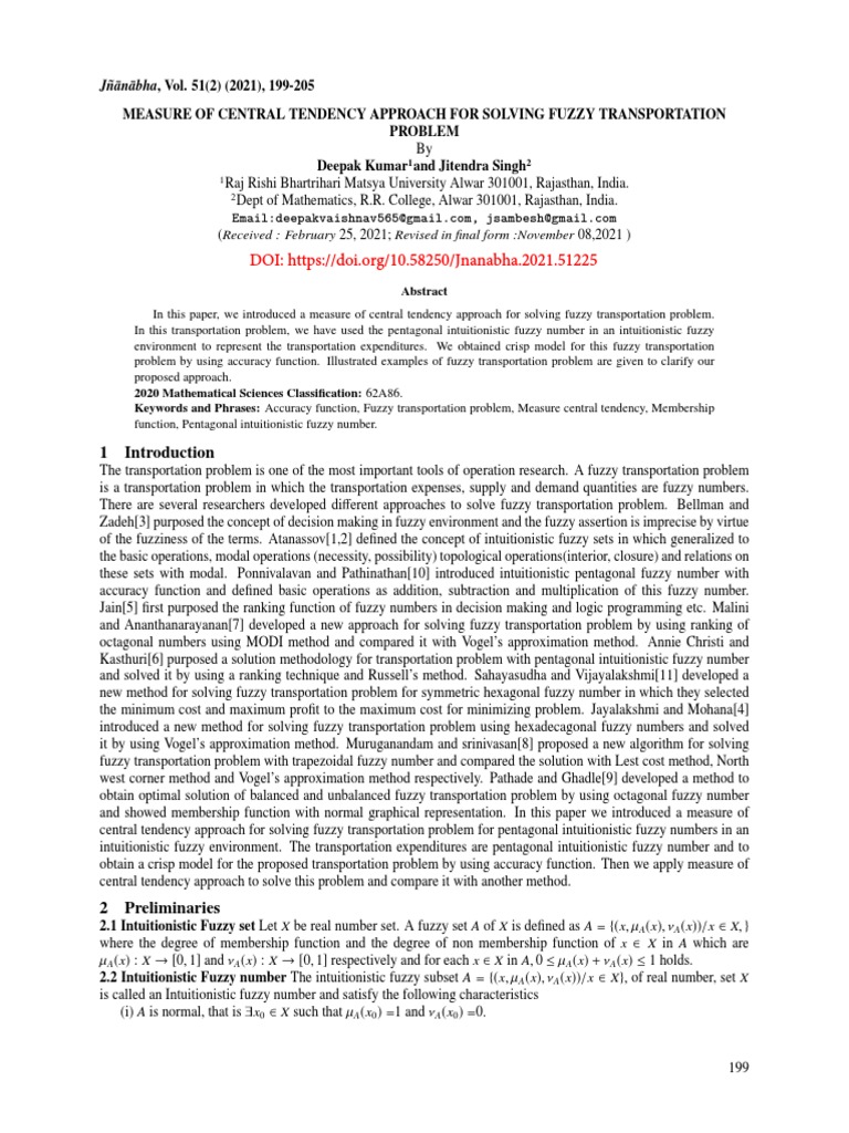 Fuzzy Transportation Problem | PDF | Fuzzy Logic | Mean