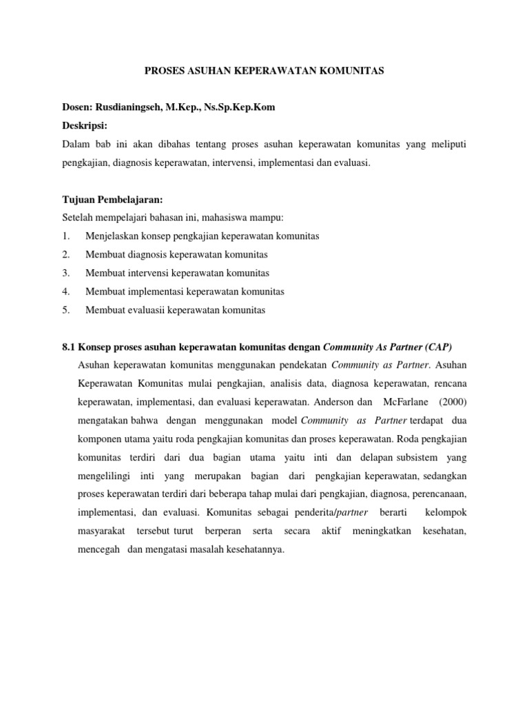 Proses Asuhan Keperawatan Komunitas (1) - 1 | PDF