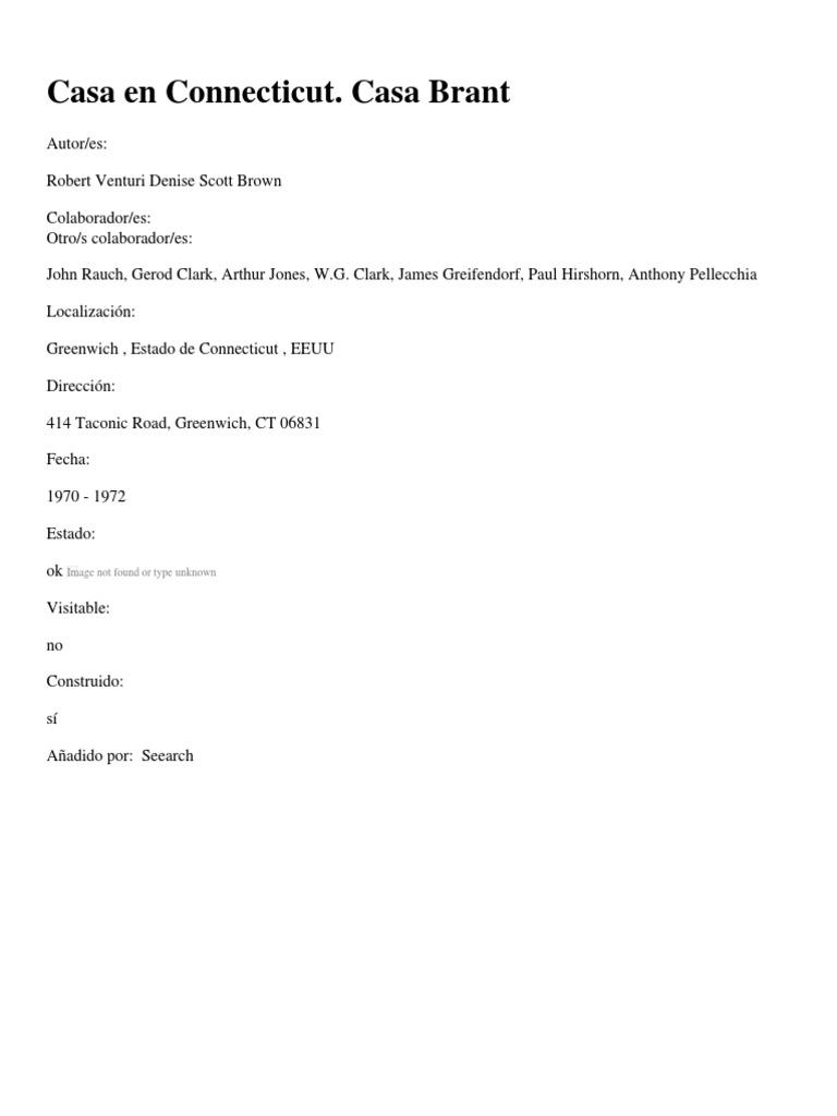 Casa Brant en Connecticut | PDF