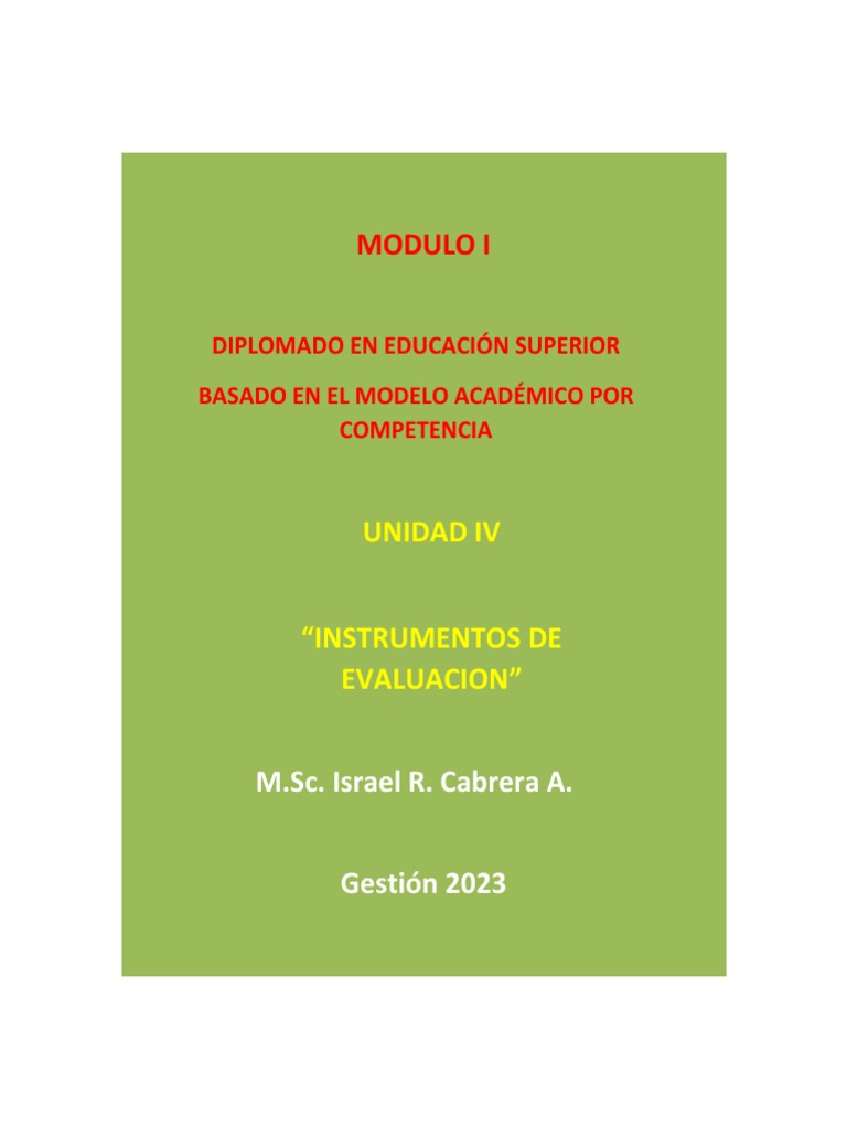 Unidad IV - Instrumentos de Evaluacion - Modulo I | PDF