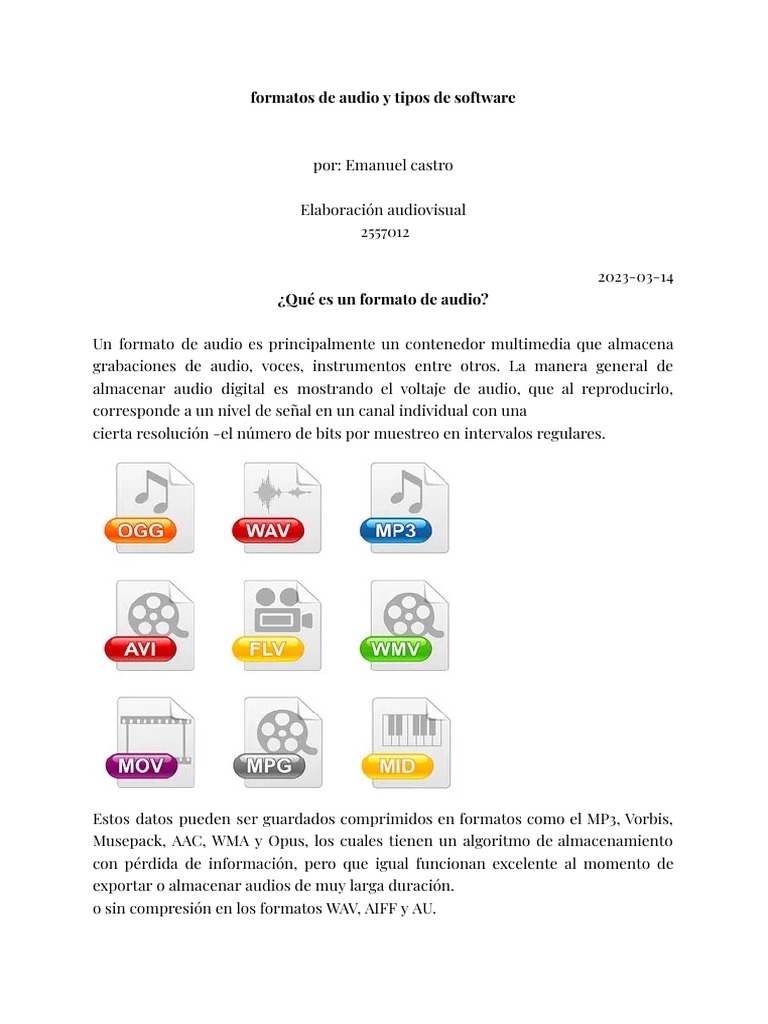 Formatos de Audio y Tipos de Software | PDF | Formatos de archivo de computadora | Audio digital