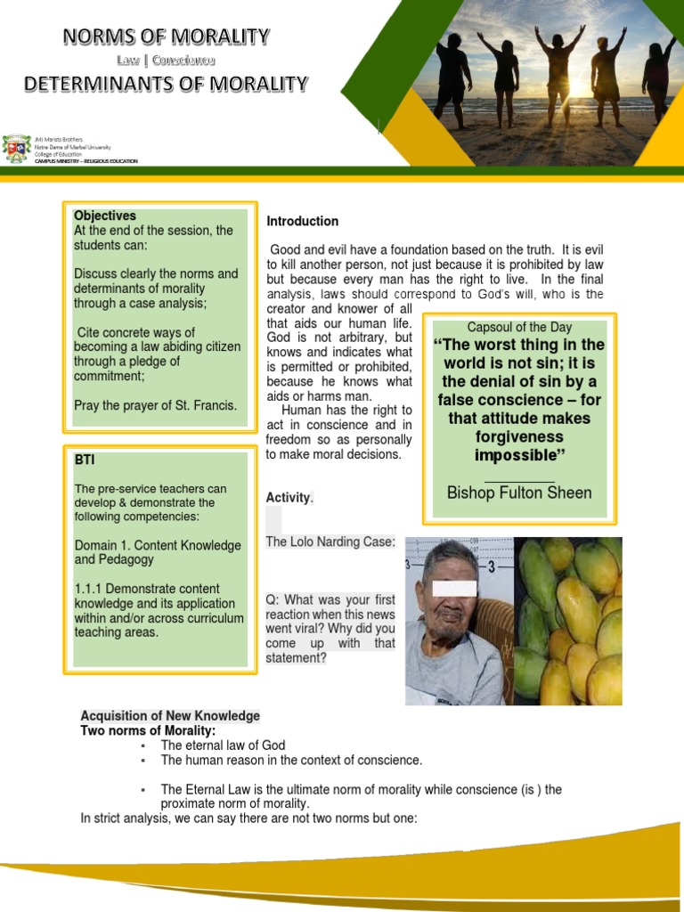 Lesson 8 Norms of Morality 2 | PDF | Natural Law | Thomas Aquinas