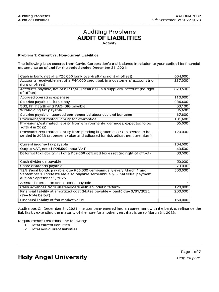 AP - A05 Audit of Liabilities | PDF | Bonds (Finance) | Defined Benefit ...