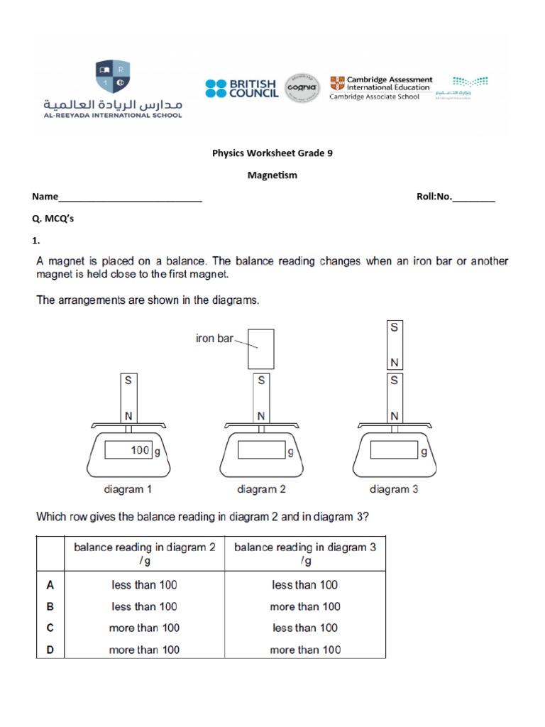 Magnetism Worksheet | PDF