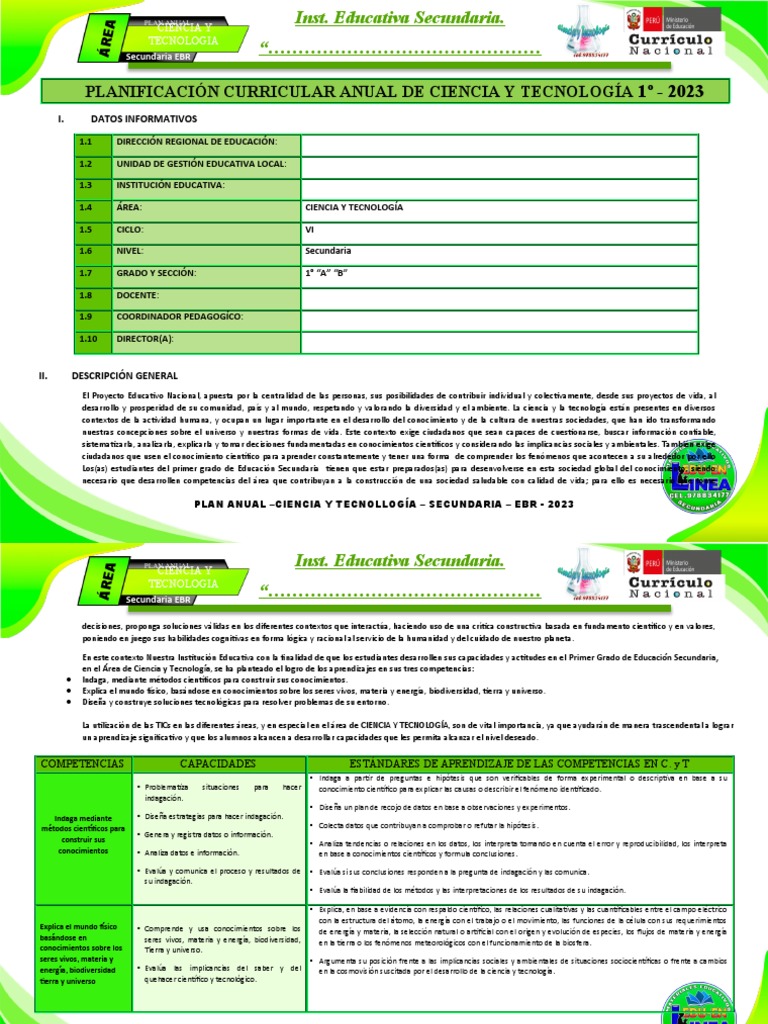 PLAN Anual CYT 1ro | PDF | Sociedad | Organismos