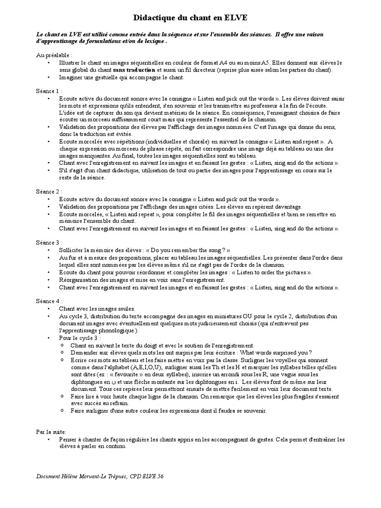 Didactique du chant en ELVE | PDF | Linguistique | Communication humaine